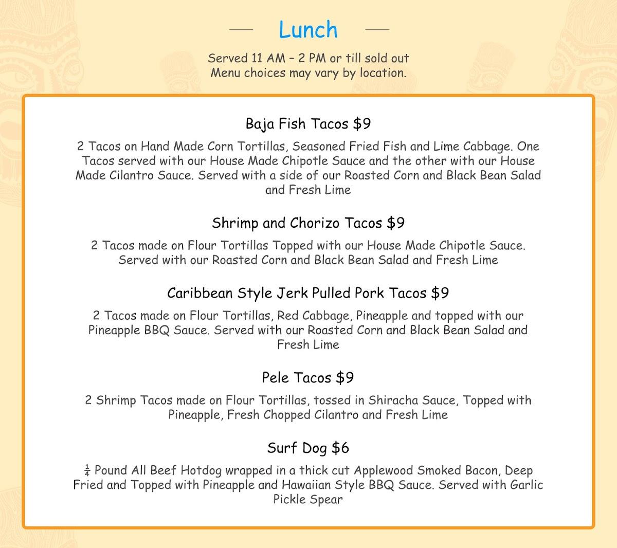 Menu at Shark Bite Navarre restaurant, Navarre, Navarre Pkwy