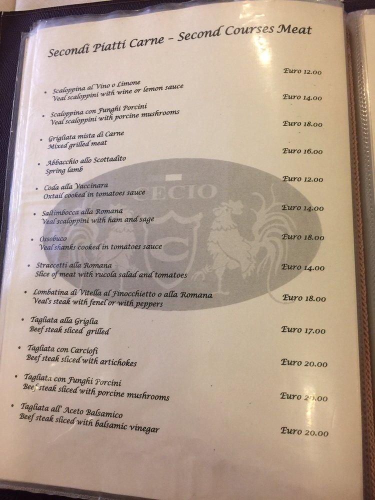 Menu da Trattoria Cecio ristorante, Roma