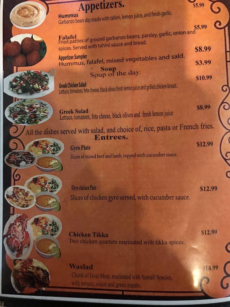 Menu at East Village Grill restaurant, Minneapolis