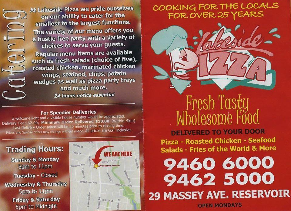 Lakeside Pizza, 29 Massey Ave in Reservoir - Restaurant menu and reviews