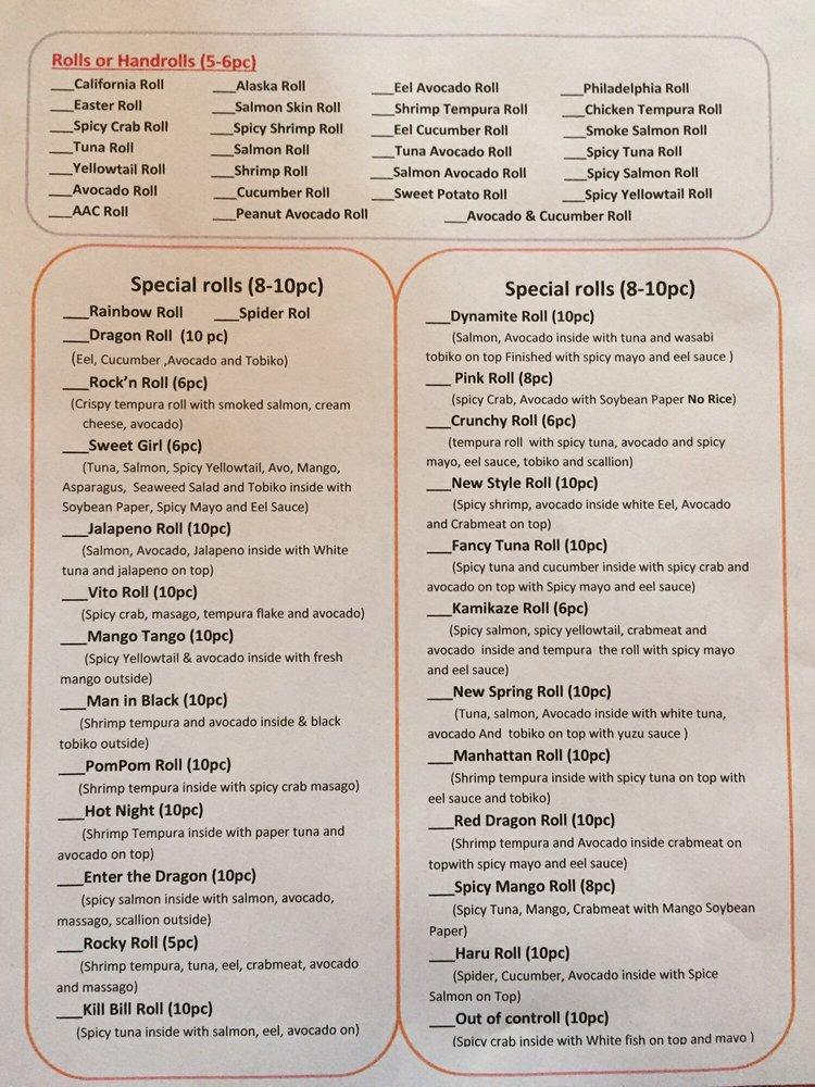 Menu at Shokudo sake bar, Glastonbury