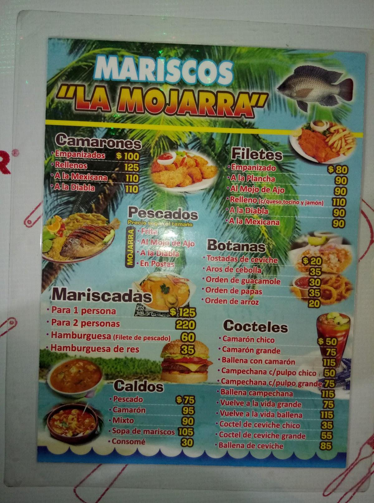 Menu at Mariscos La Mojarra restaurant, Monterrey, Av. San Martin 6920