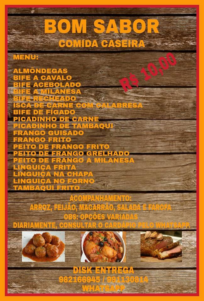 Menu em SR Refeições restaurante, Manaus