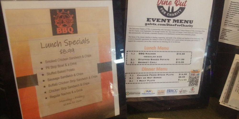 Menu at Texas Pit Stop - Galveston BBQ, Galveston