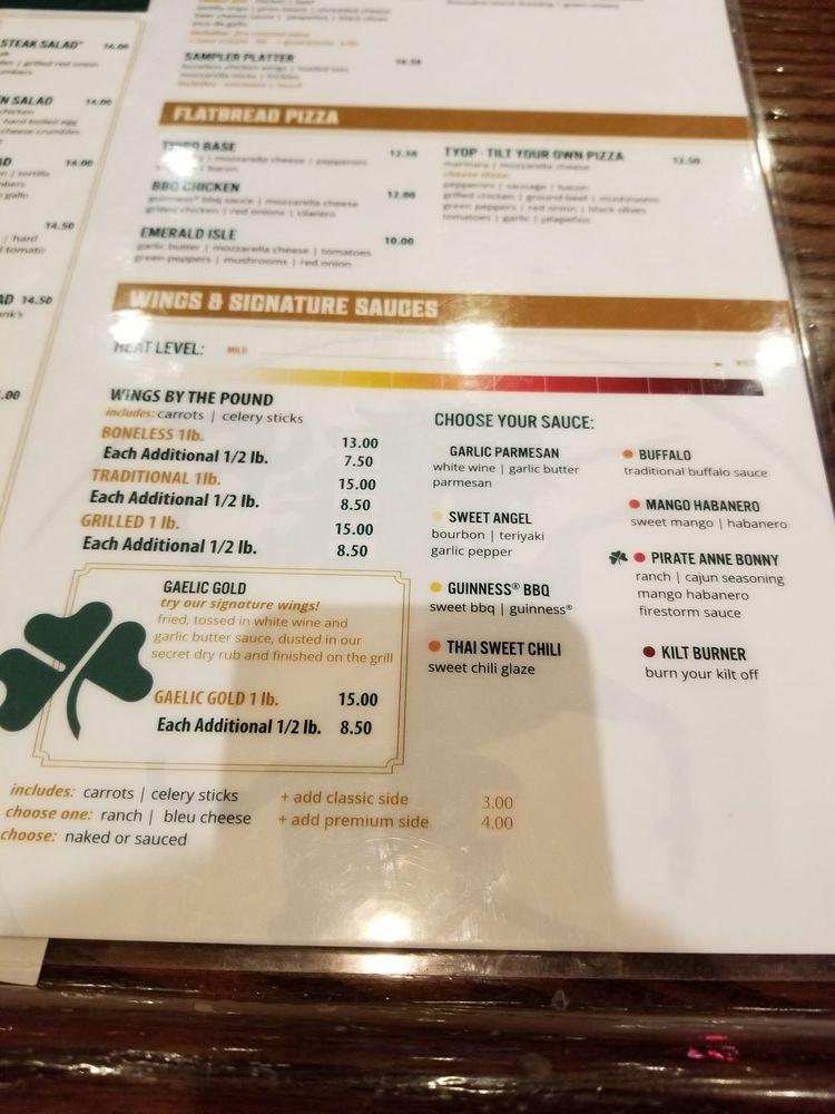 Menu at Tilted Kilt Pub and Eatery Sicklerville, NJ, Washington Township