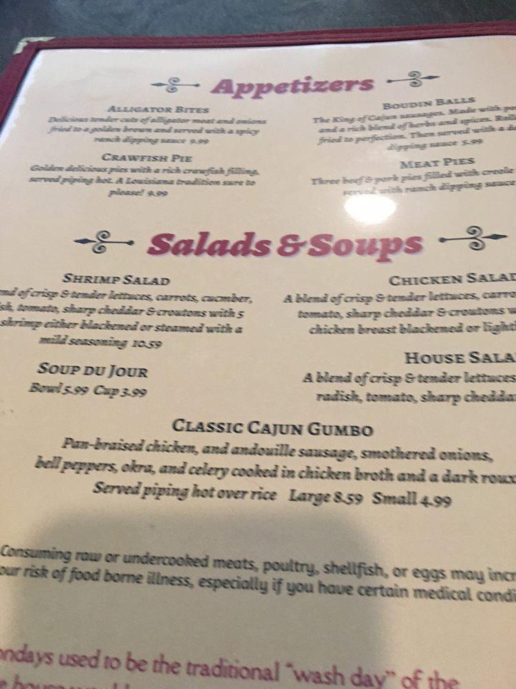 Menu at Cooyons restaurant, Mountain Home