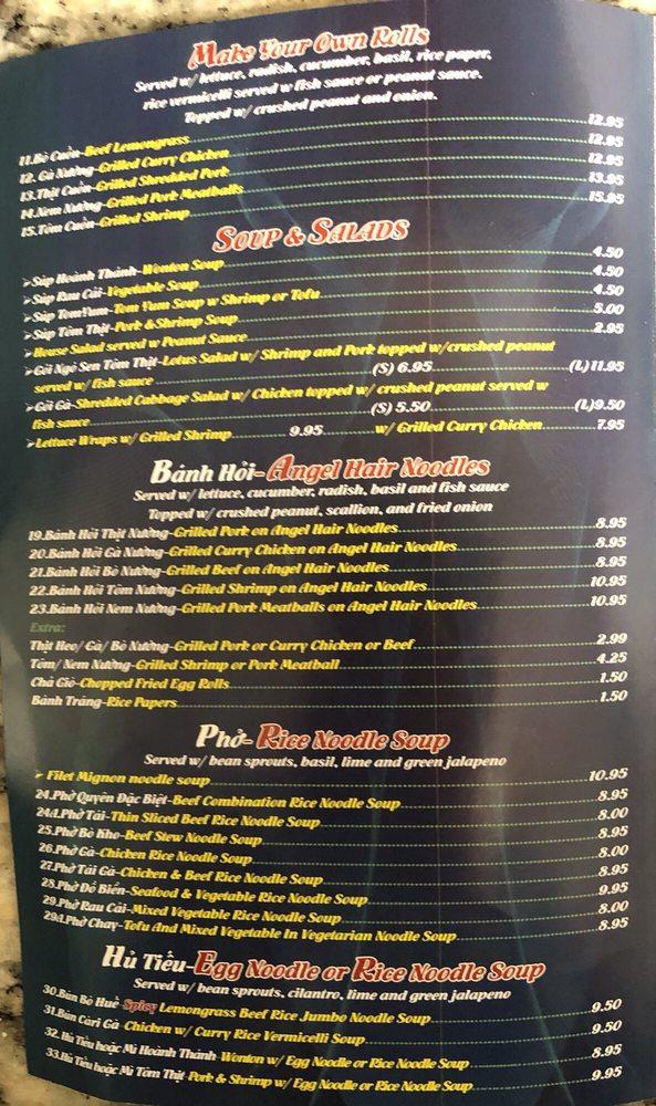 Menu at Pho Quyen restaurant, Tampa, E Fowler Ave