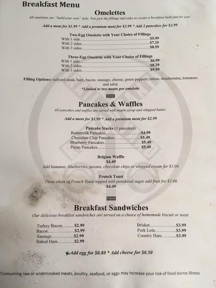 Menu at Rail Yard Restaurant, Appomattox