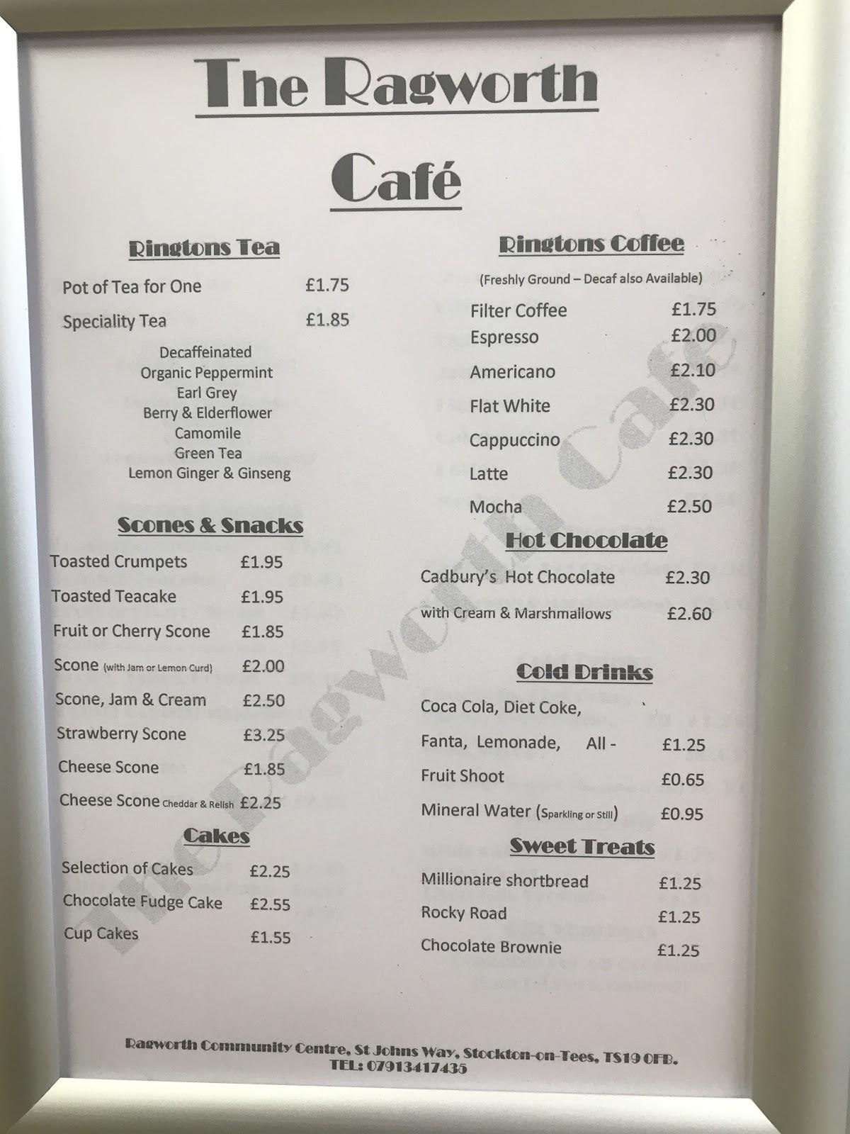 Menu at The Ragworth Cafe, Stockton-on-Tees