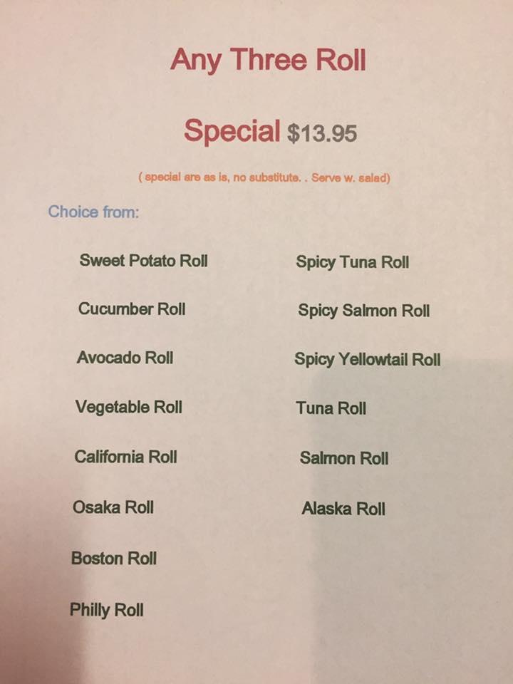Menu at Toki sushi& steak house restaurant, LaFayette