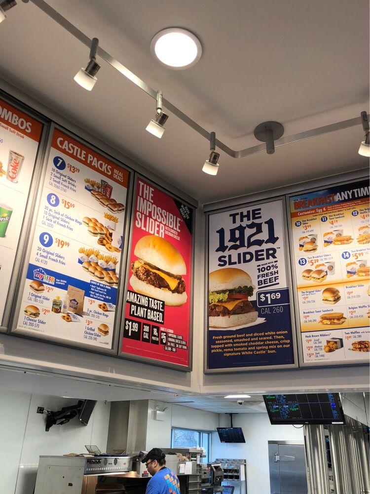 Menu at White Castle fast food, Chicago, S Wabash Ave
