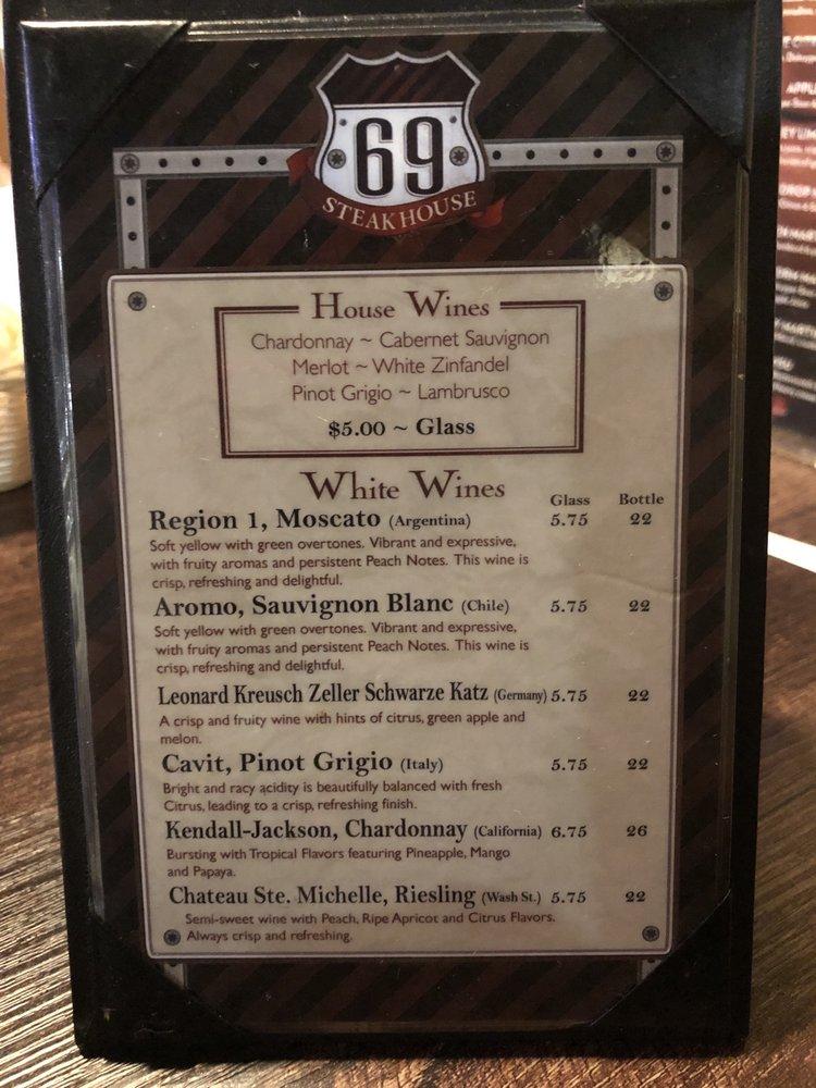 Menu at 69 Steakhouse, Whitesboro