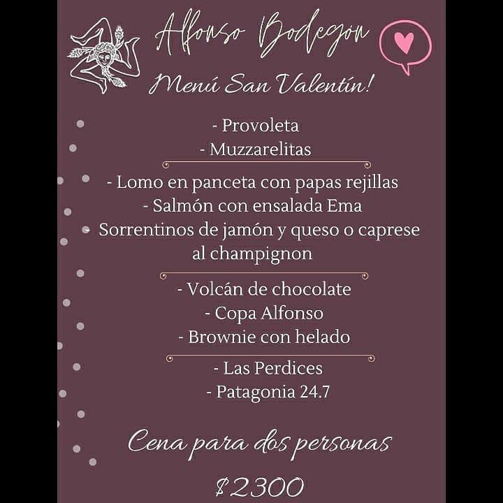 Carta del restaurante Alfonso Bodegón, Quilmes
