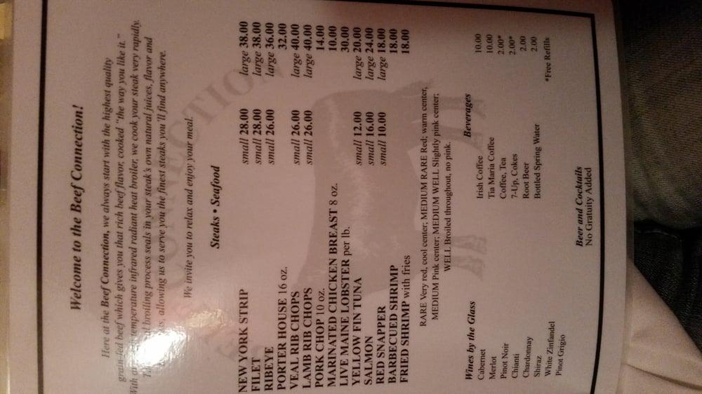 Menu at Beef Connection Steakhouse, Gretna