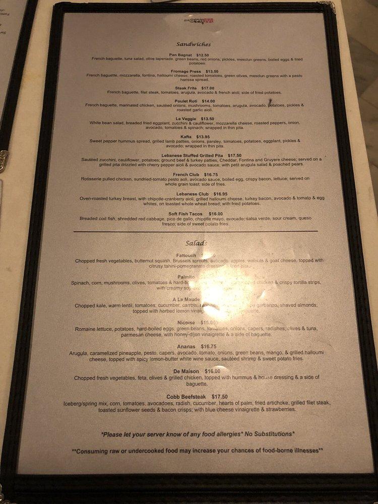 Menu at Cafe La Maude, Philadelphia