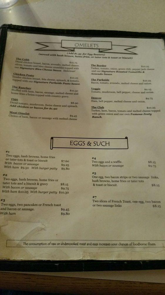 Menu at Parkside Cafe, Medford