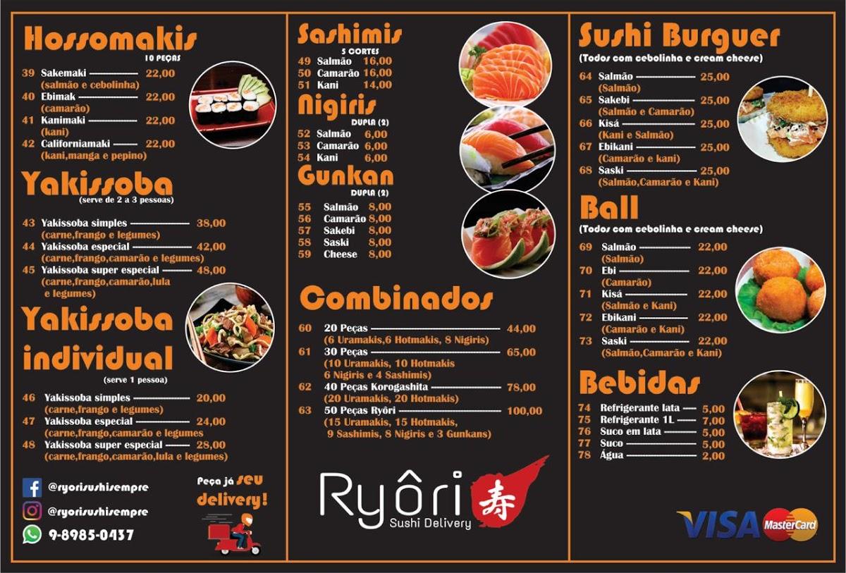 Carta de Ryôri Sushi Bar, Ananindeua