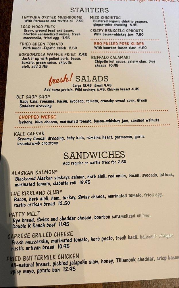 Menu at Stack 571 Burger and Whiskey Bar - Kirkland, Kirkland