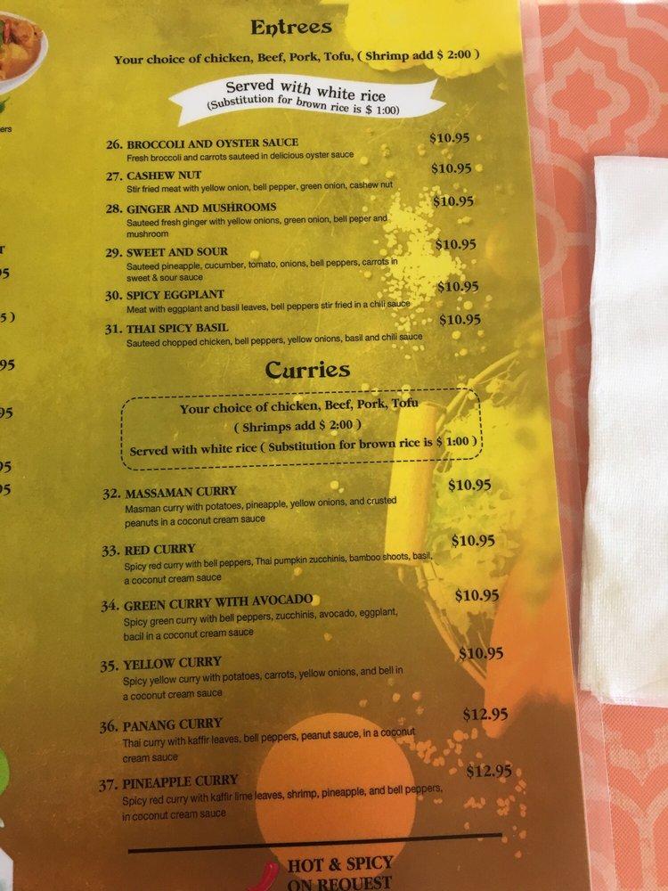 Menu at Thai 66 restaurant, Kingman