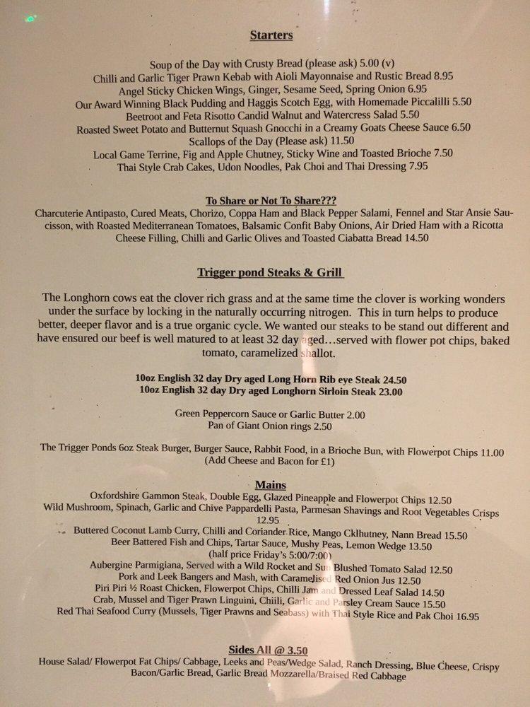 Menu at The Trigger Pond pub & bar, Bicester