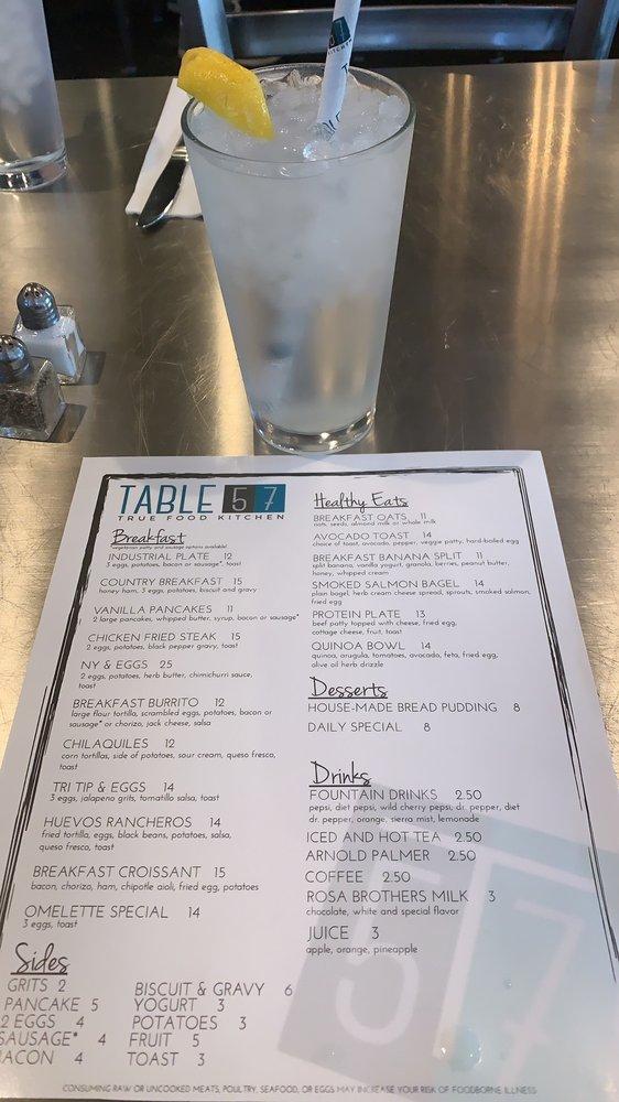 Menu at Table 57 restaurant, Visalia