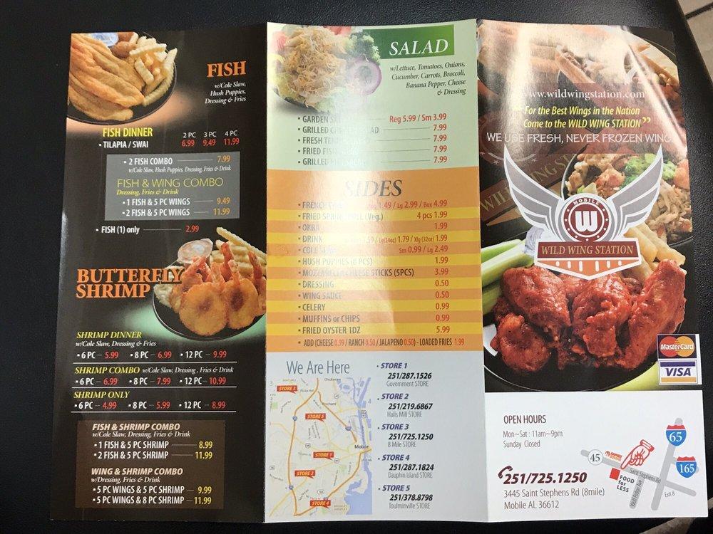 Menu at Wild Wing Station restaurant, Mobile, St Stephens Rd