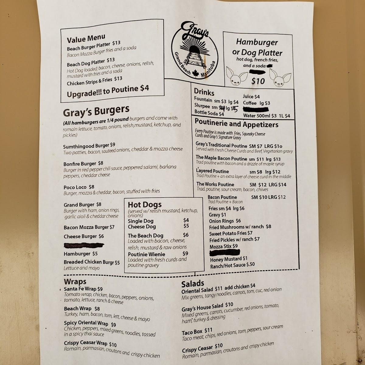 Menu at Box Car food station restaurant, Grand Marais