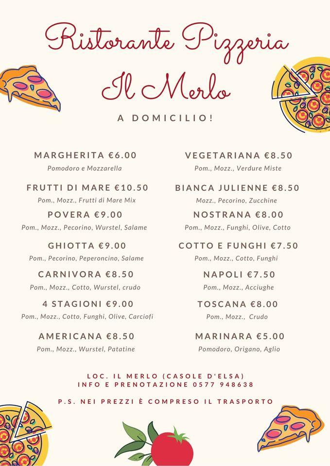 Menu da Il Merlo ristorante, Garda