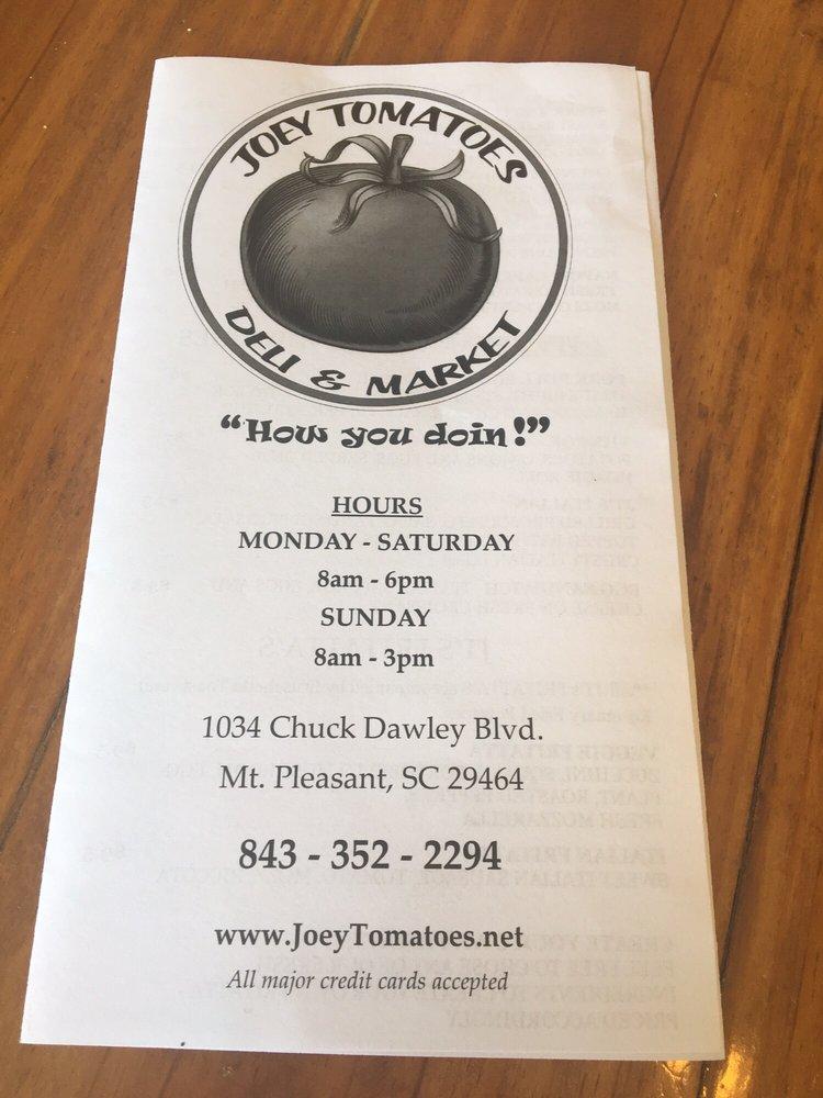 Menu at Joey Tomatoes Deli & Market restaurant, Mount Pleasant