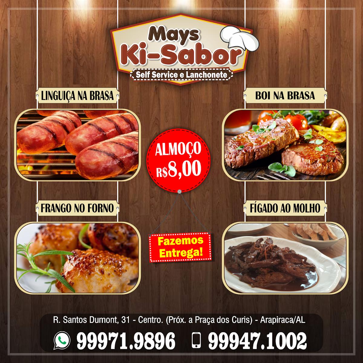 Menu at Mays Ki-Sabor restaurant, Arapiraca