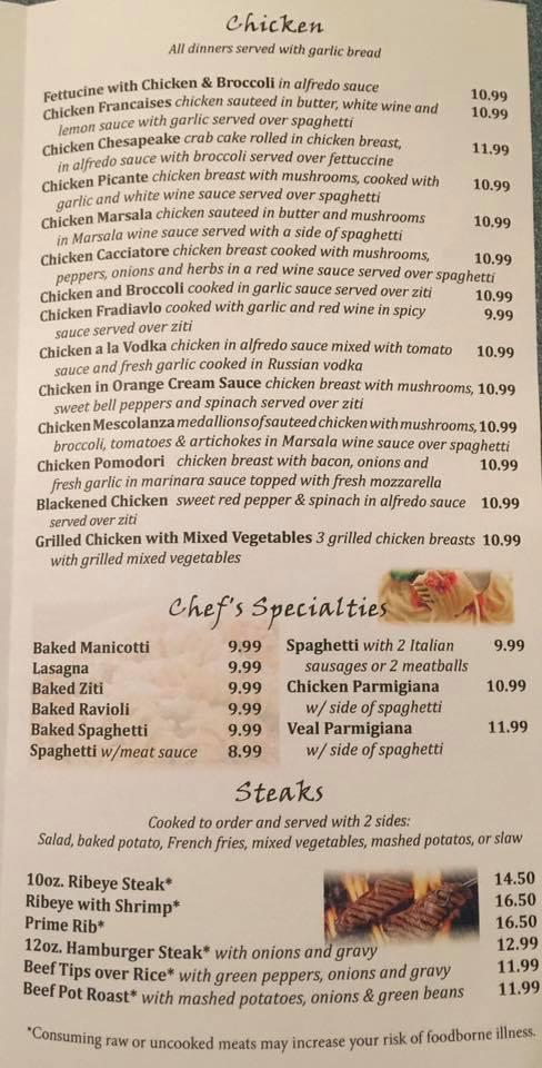 Menu at Pino's Pizza pizzeria, Brookneal