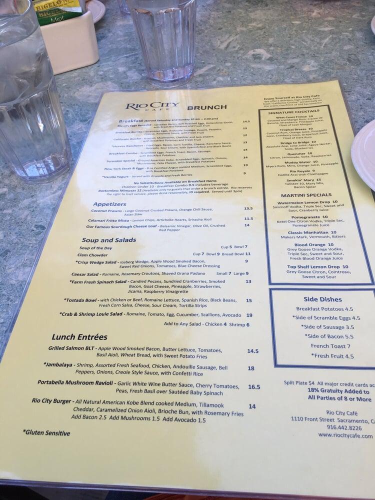 Menu at Rio City Cafe, Sacramento, Front St