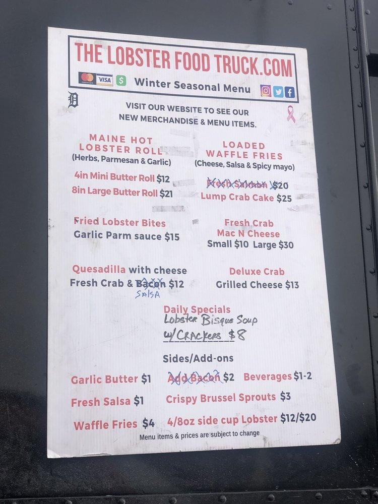 Menu at The Lobster Food Truck restaurant, Oak Park, 8MILE Rd