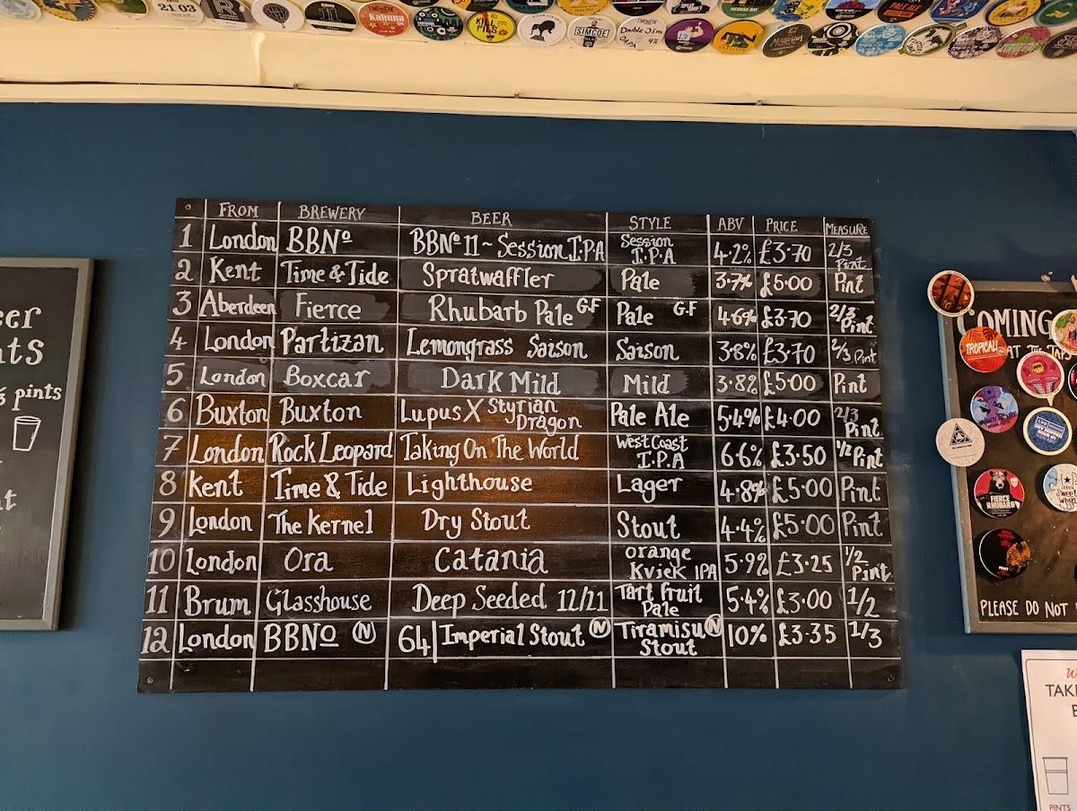 Menu at The Twelve Taps pub & bar, Whitstable