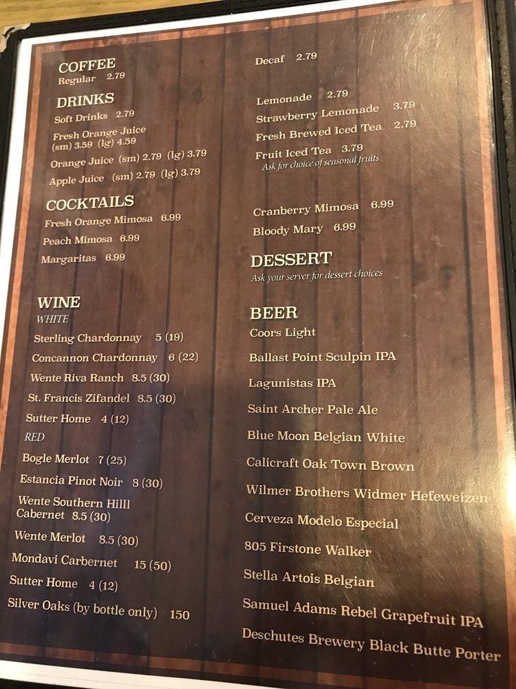 Menu at 833 Brick Cafe, Livermore