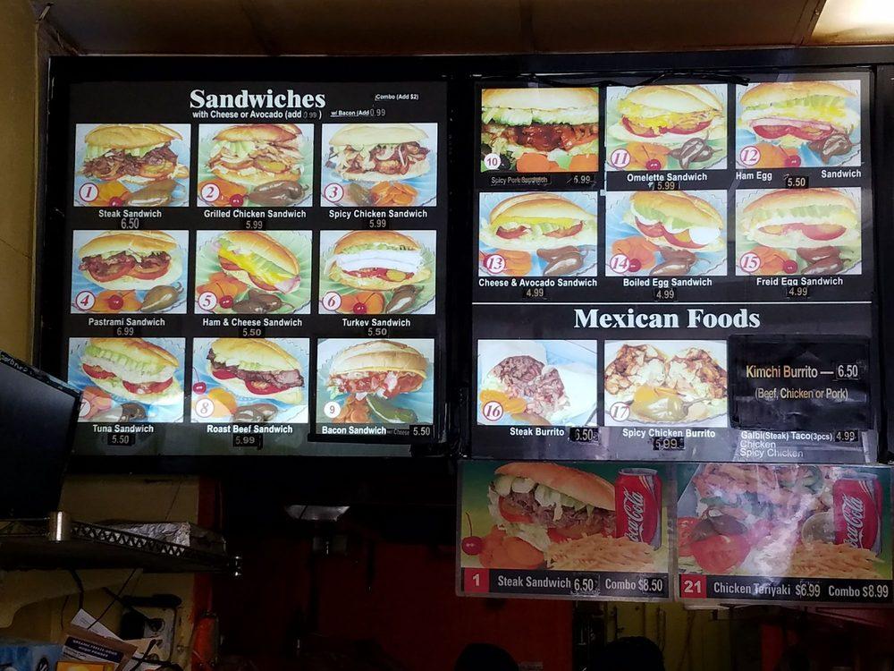 Menu at Alex's Sandwich Shop restaurant, Los Angeles, Santee St