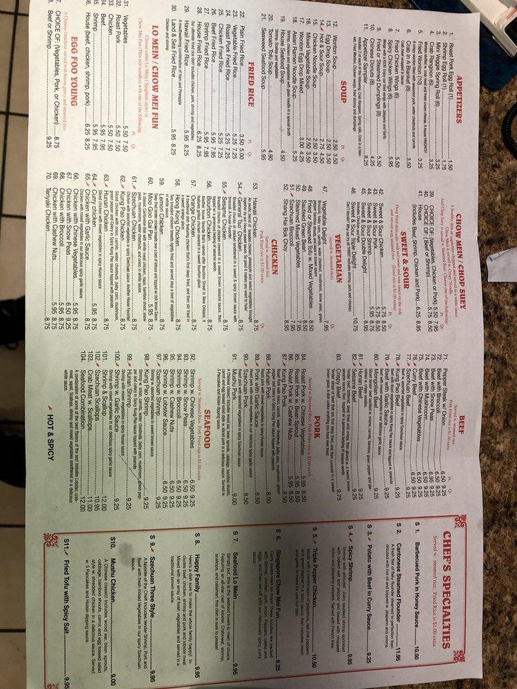 Menu at China Inn Restaurant, Hamilton, Main St