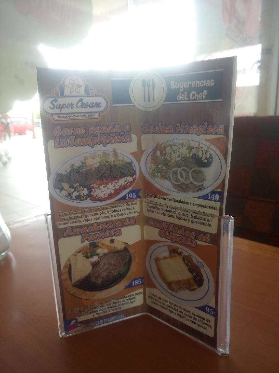 Menu at Super Cream restaurant, Tampico, dentro soriana aeropuerto
