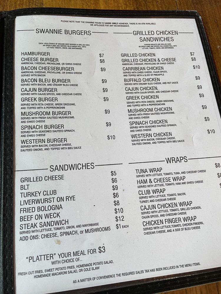 Menu at Swannie House pub & bar, Buffalo