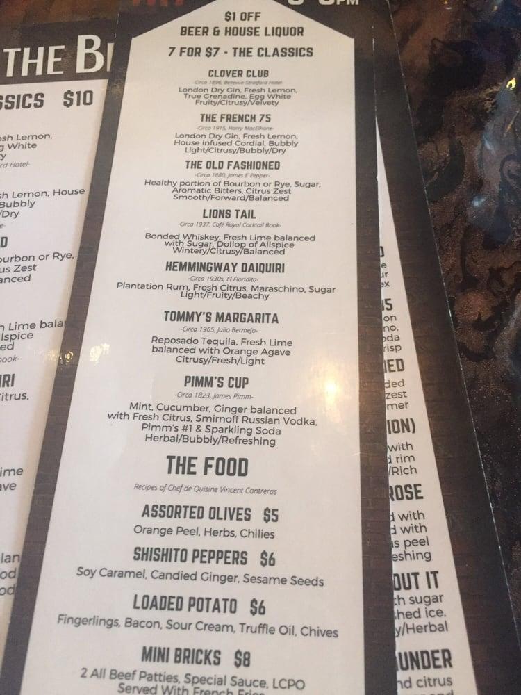 Menu at The Brickyard Downtown pub & bar, Chandler