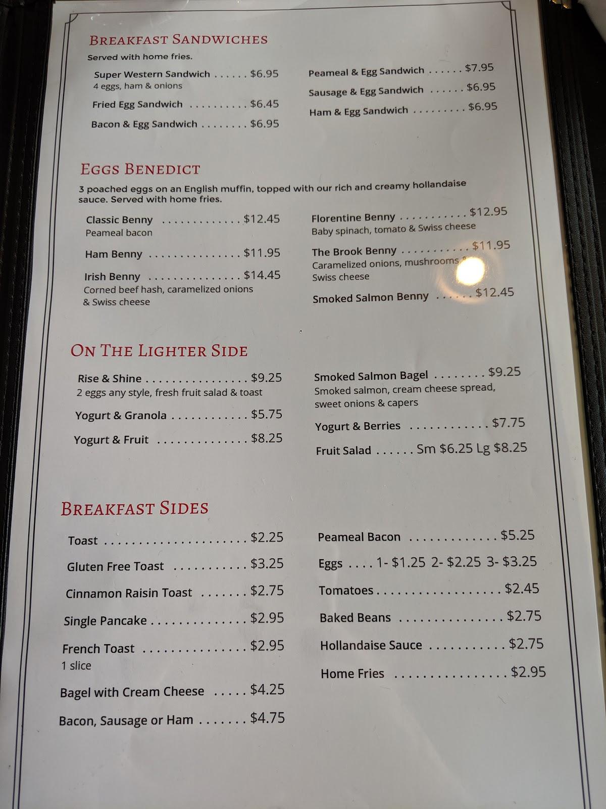 Menu at The Brook Family Restaurant, Hamilton