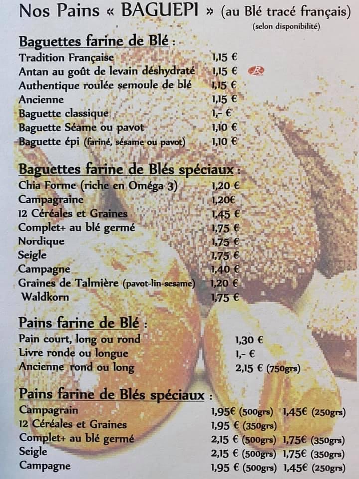 Menu at Boulangerie Patisserie Francis, Haguenau