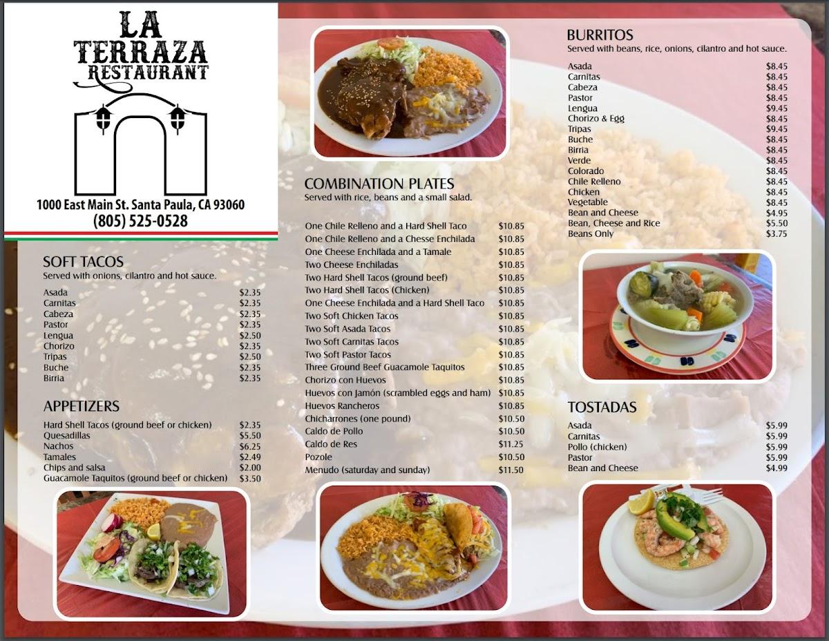 Menu at La Terraza restaurant, Santa Paula