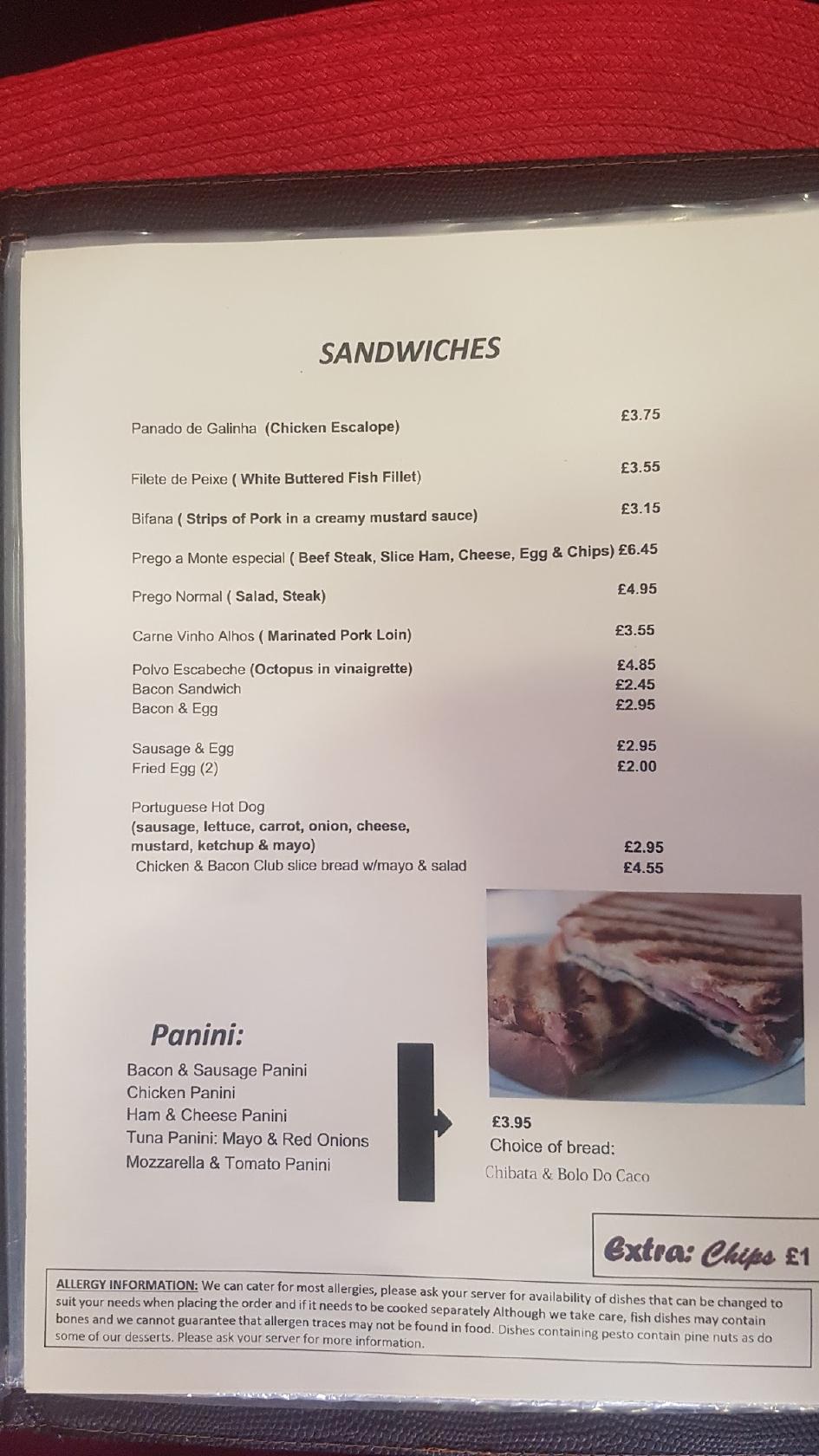 Menu at Monte Cafe & Restaurant, Southend-on-Sea