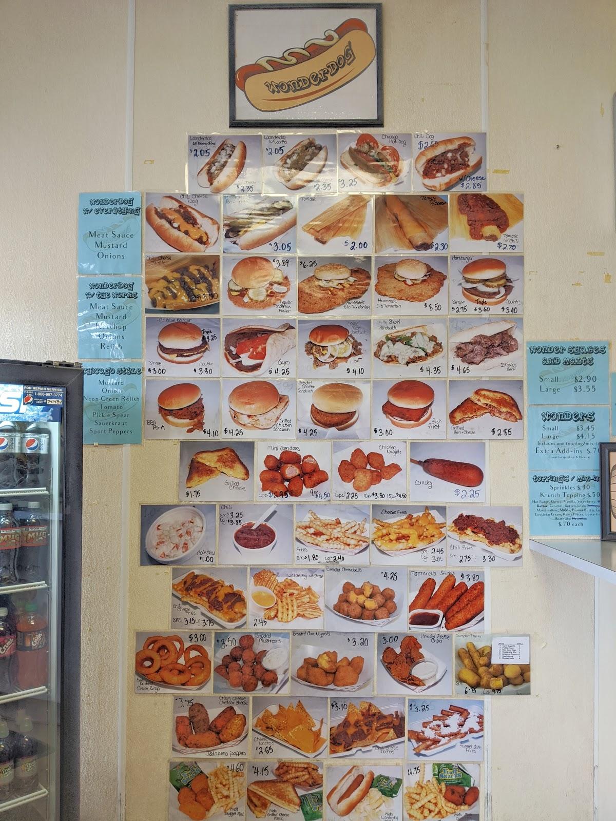 Menu at "The Original" Wonderdog restaurant, East Peoria