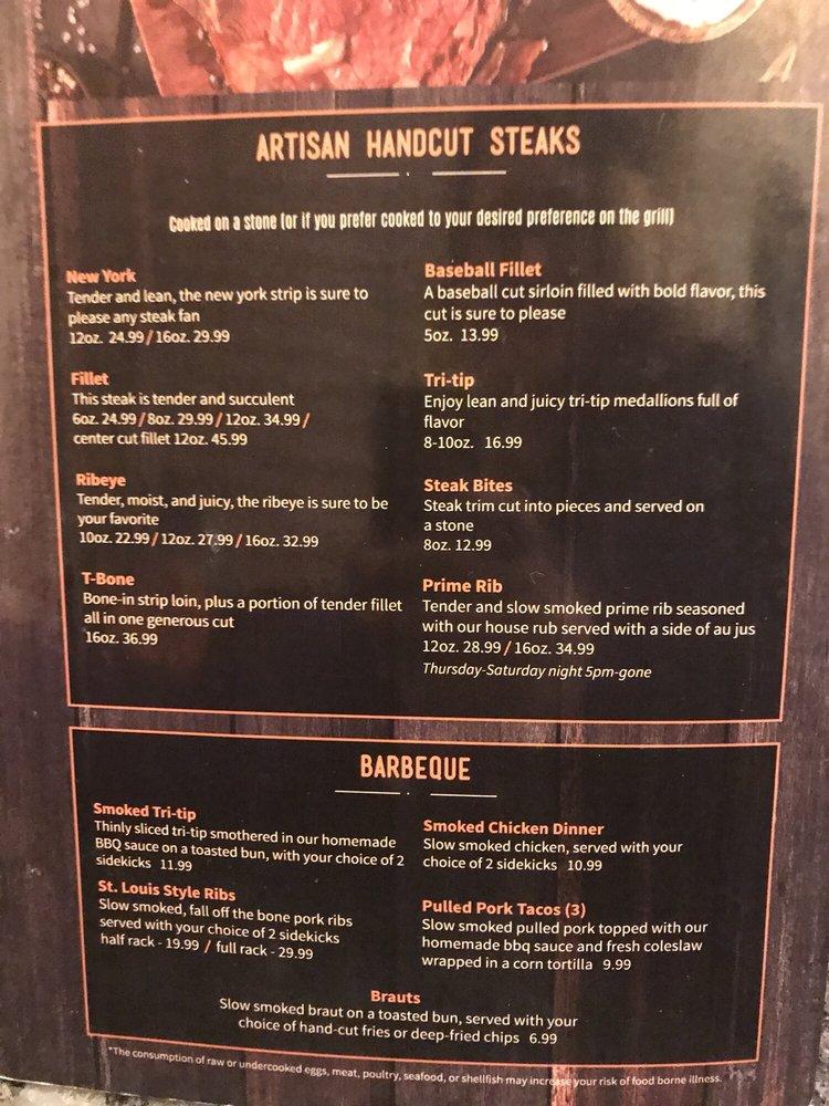 Menu at Hideout Steak House steakhouse, Myton, S Pariette Rd