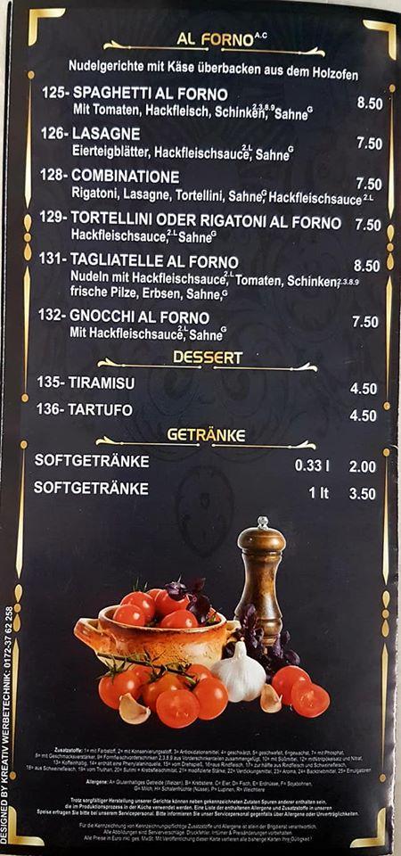 Speisekarte von Pizza Pasta, Nieder-Olm