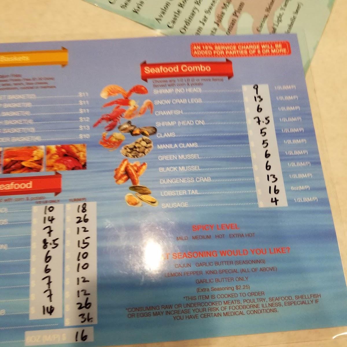 Menu at The Seafood King restaurant, Homewood, 180 State Farm Pkwy