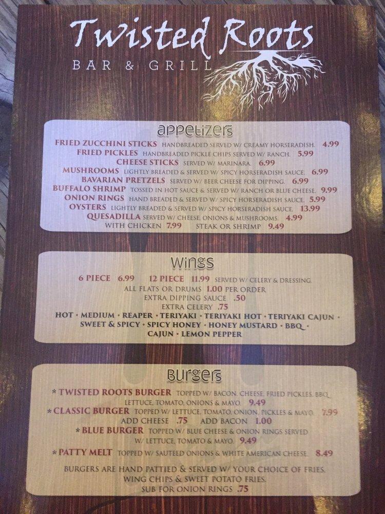 Menu at Twisted Roots Bar and Grill, Lexington