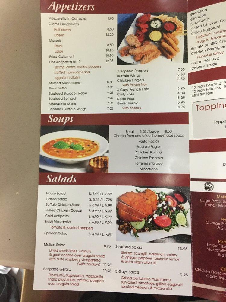 Menu at 3 Guys Pizzeria, Belleville, 366 Franklin Ave